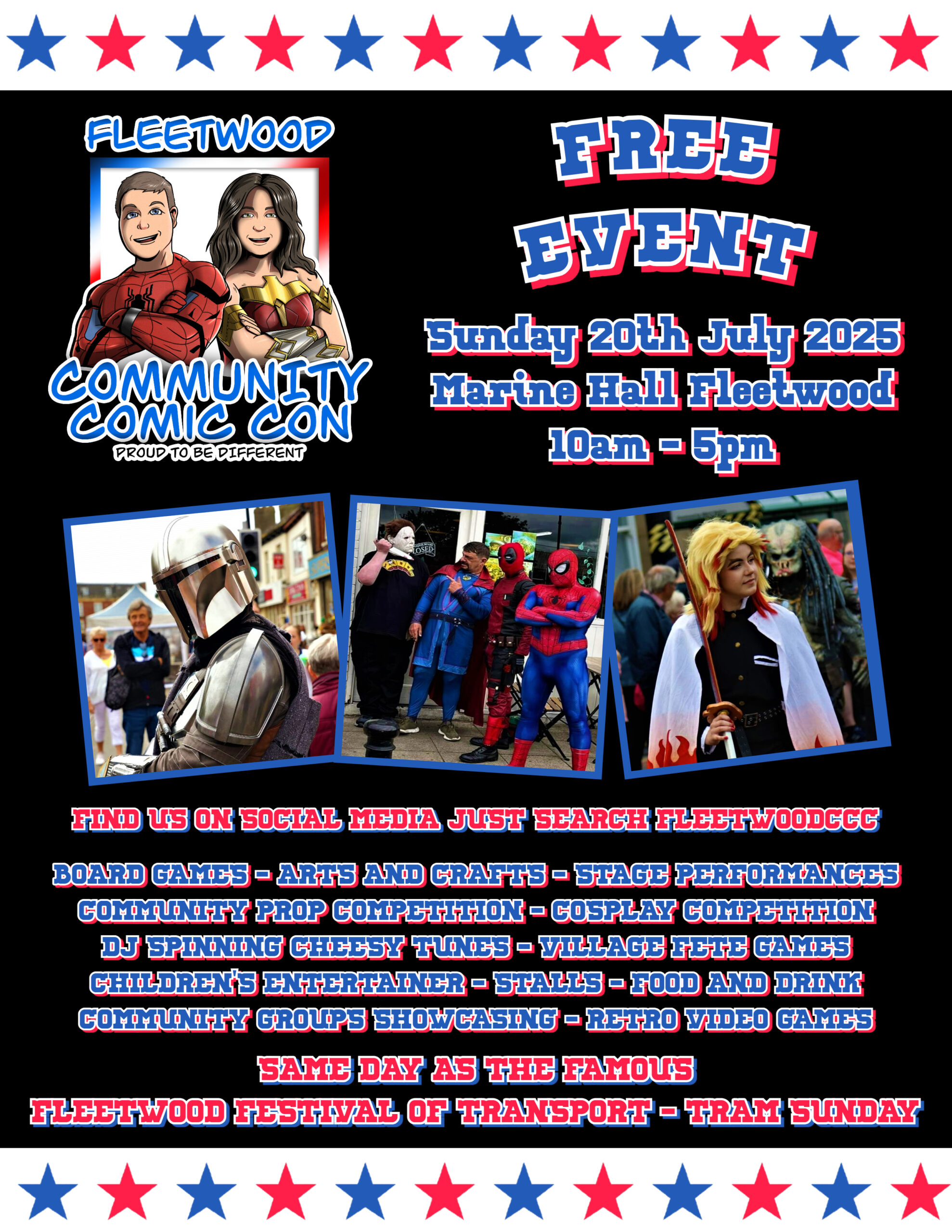 Join us on Sunday 20th July 2025 for our first ever Fleetwood Comic Con.